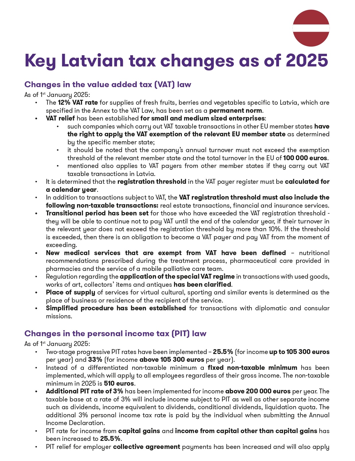 Key Tax changes in Latvia | Grant Thornton